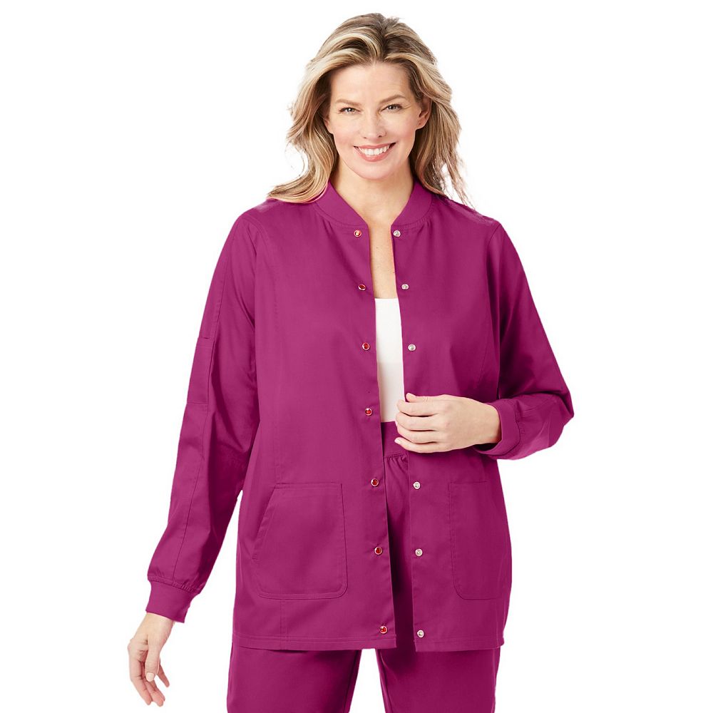 Comfort Choice Plus Size Snap Front Scrub Jacket