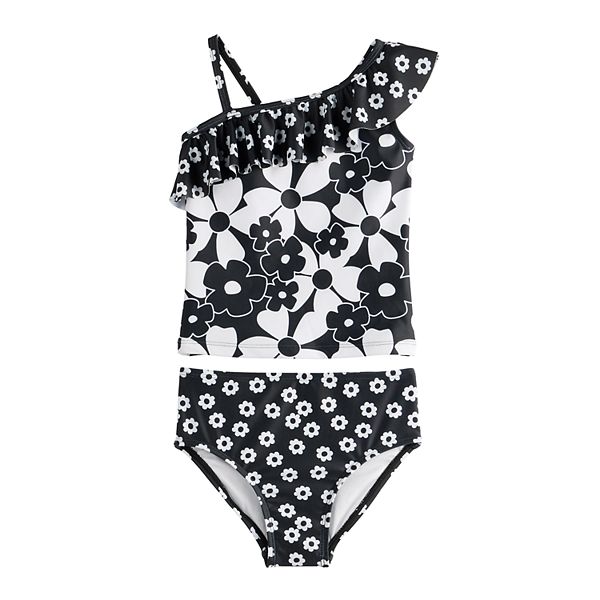 Baby & Toddler Girl Jumping Beans® One-Shoulder Flutter Tankini Set