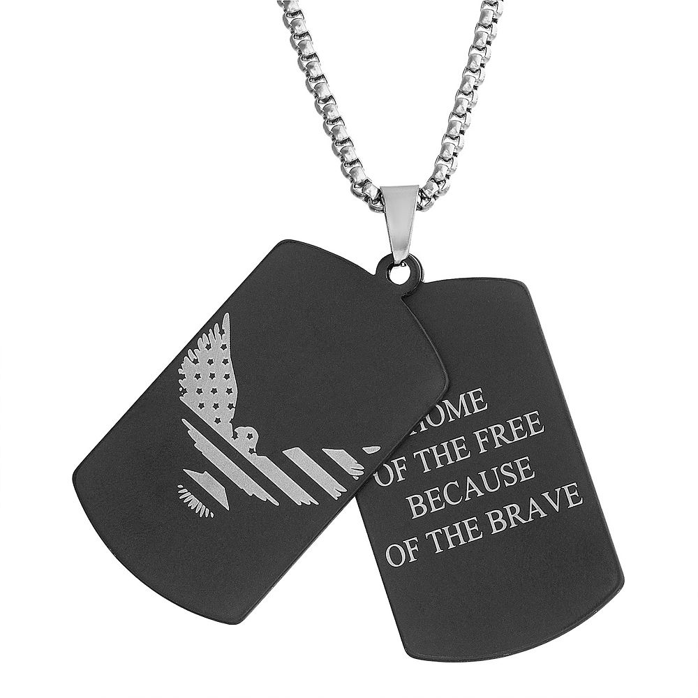 slate Men's Stainless Steel "Home of the Free Because of the Brave" Dog ...