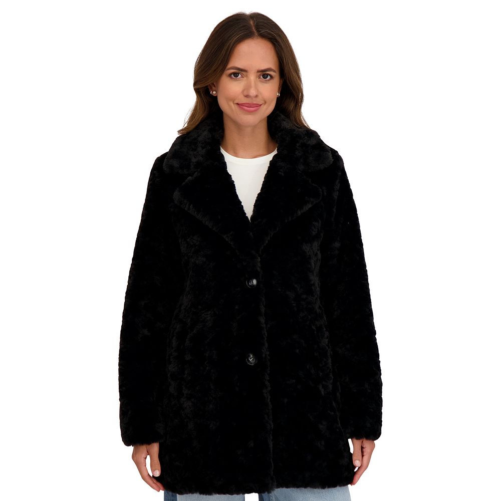 Women's Sebby Collection Crushed Faux Fur Walking Coat