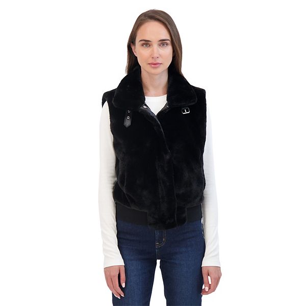 Women's Sebby Collection Faux Fur Zip Front Vest