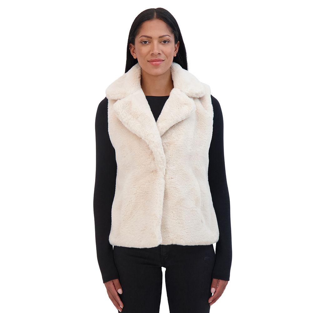 Women's Sebby Collection Faux Fur Snap Front Vest