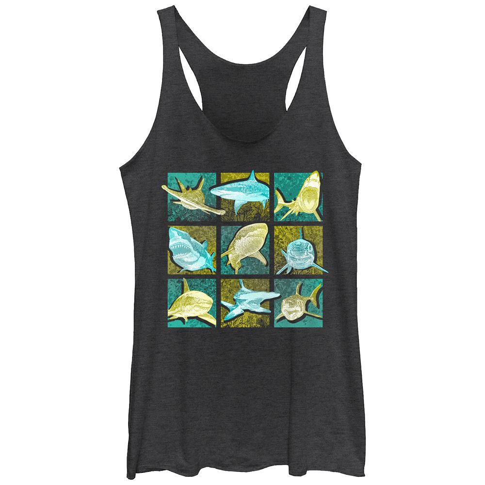 Juniors' Shark Portraits Racerback Tank Top
