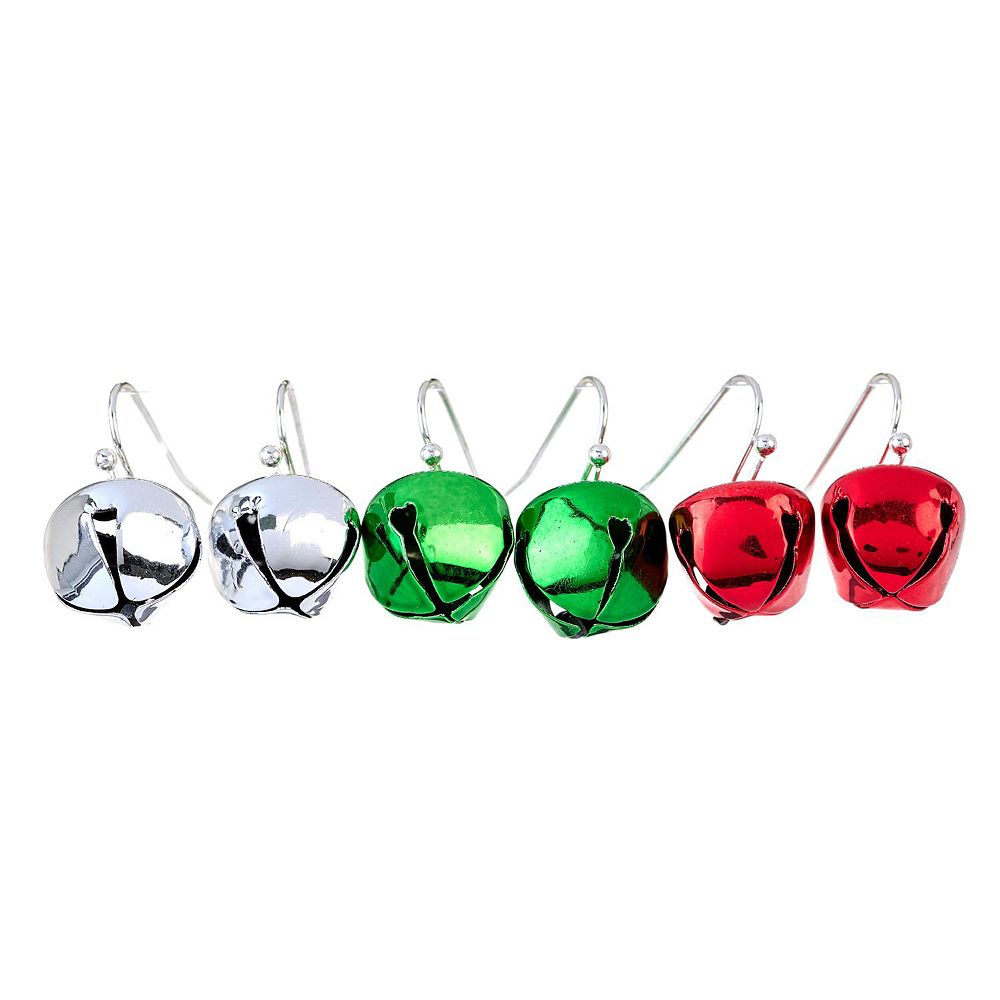 Celebrate Together™ Silver Tone Christmas Bell Drop Earrings Trio Set