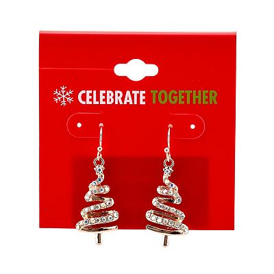Celebrate Together Rose Gold Tone Crystal Stone Christmas Tree Drop Earrings Women s