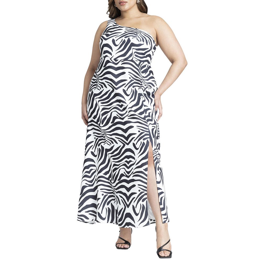 Eloquii Women's Plus Size Zebra Print Flowy Maxi Dress