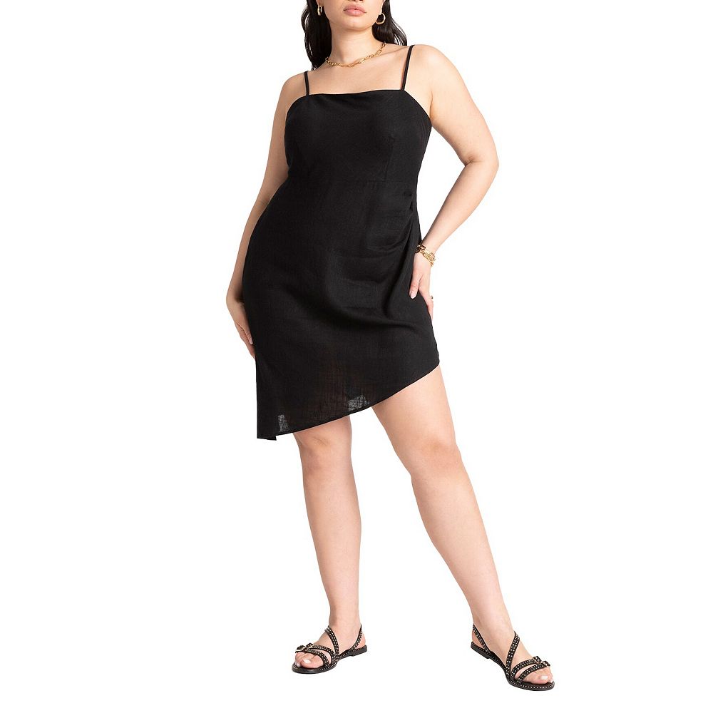 Eloquii Women's Plus Size Cowl Back Cover Up Mini Dress