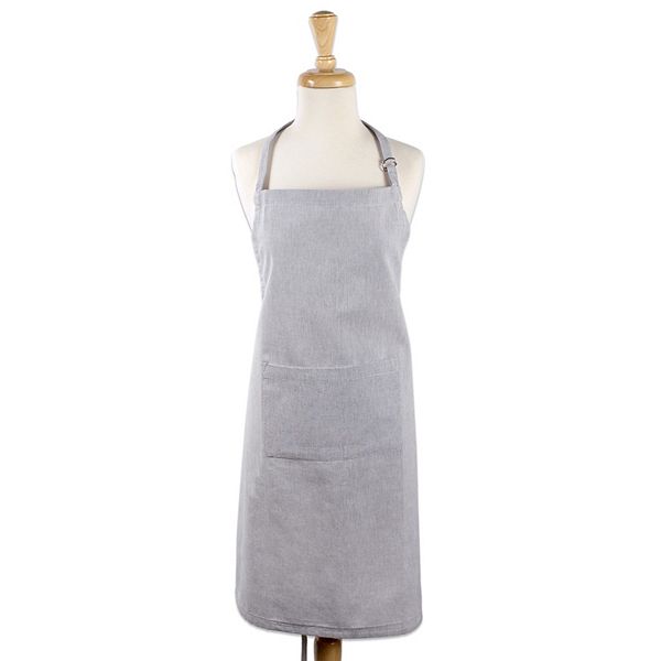 32" Gray Chambray Chef Kitchen Apron with Pocket and Extra Long Ties