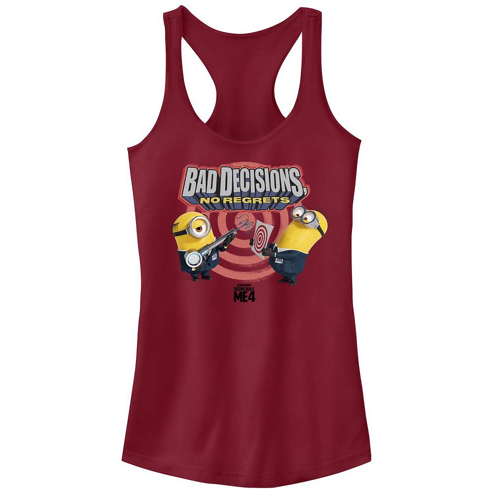 Juniors' Despicable Me 4 Minions Bad Decisions No Regrets Racerback ...