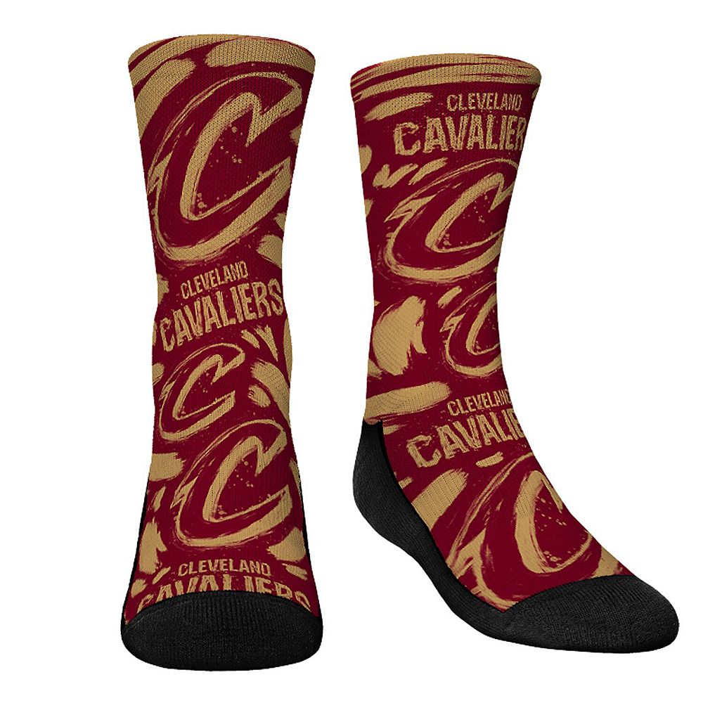 Youth Rock Em Socks Cleveland Cavaliers Allover Logo & Paint Crew Socks