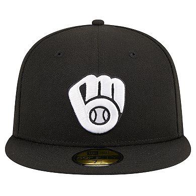Men's New Era Black Milwaukee Brewers Logo 59FIFTY Fitted Hat