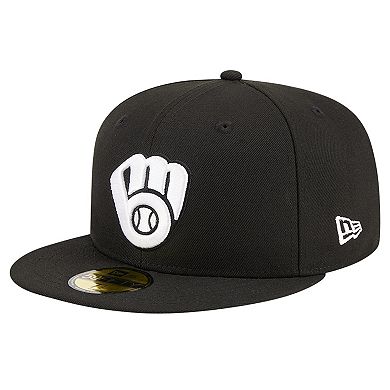 Men's New Era Black Milwaukee Brewers Logo 59FIFTY Fitted Hat