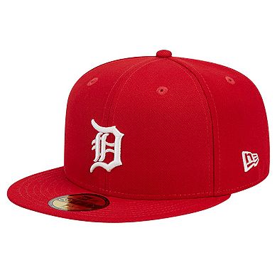 Men's New Era Red Detroit Tigers Logo 59FIFTY Fitted Hat