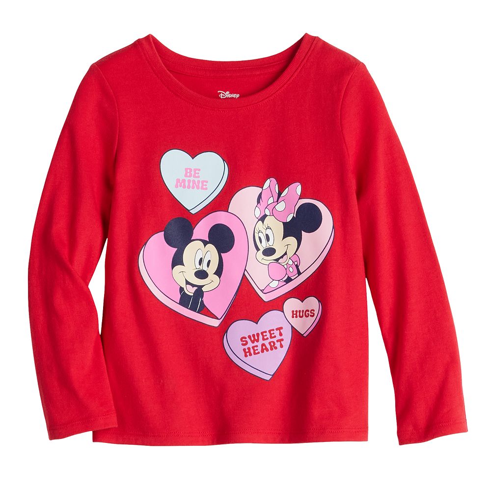 Disney's Mickey & Minnie Mouse Baby & Toddler Girl Be Mine Long Sleeve ...