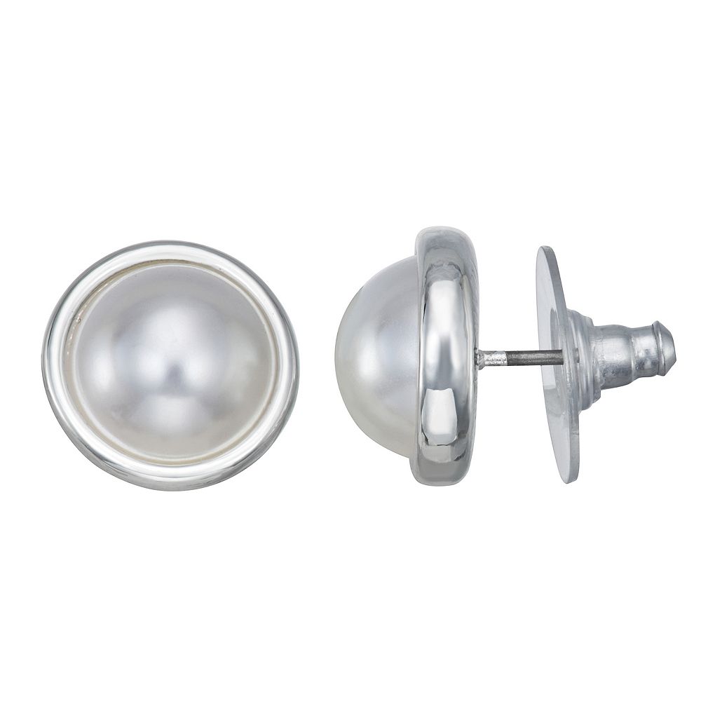 You're Invited Silver Tone Simulated Pearl Stud Earrings