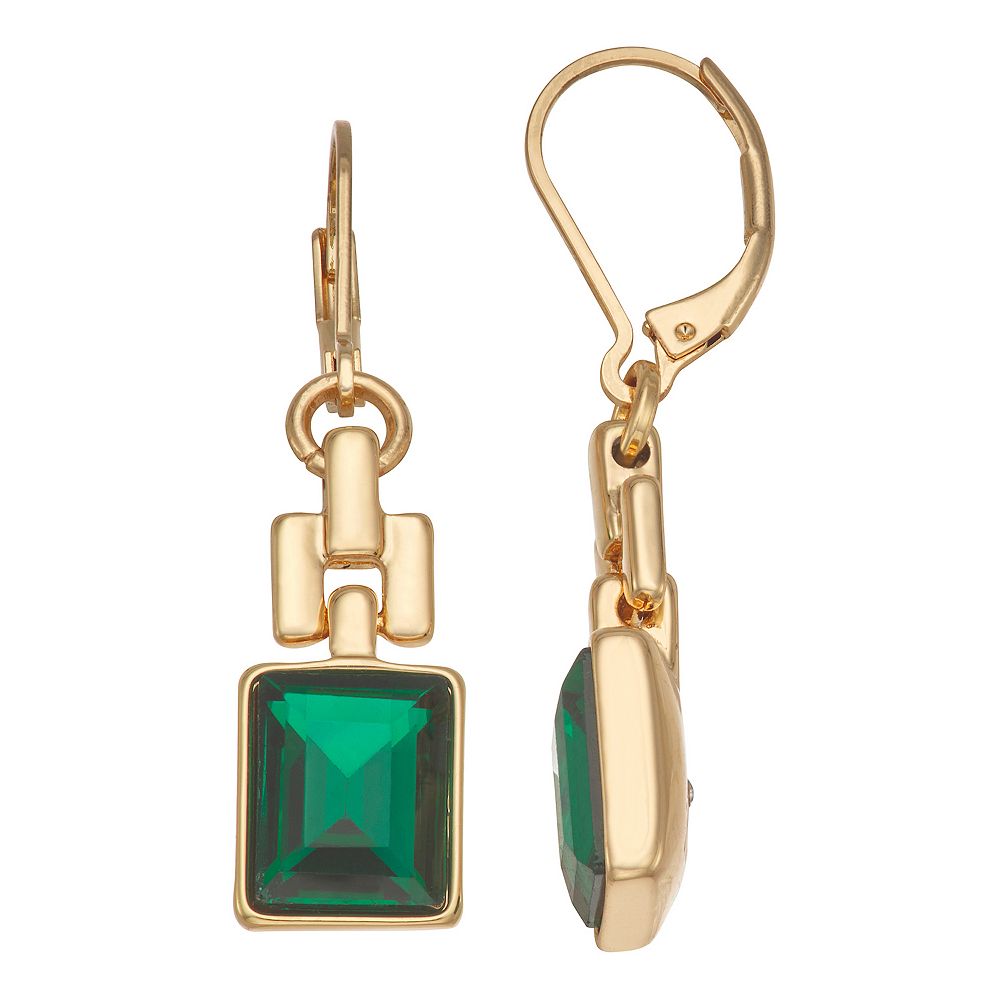 Nine West Square Stone Chain Link Drop Earrings