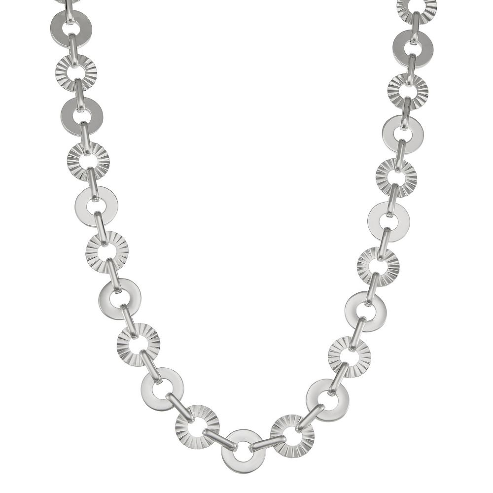 Nine West Silver Tone Open Disc Collar Necklace