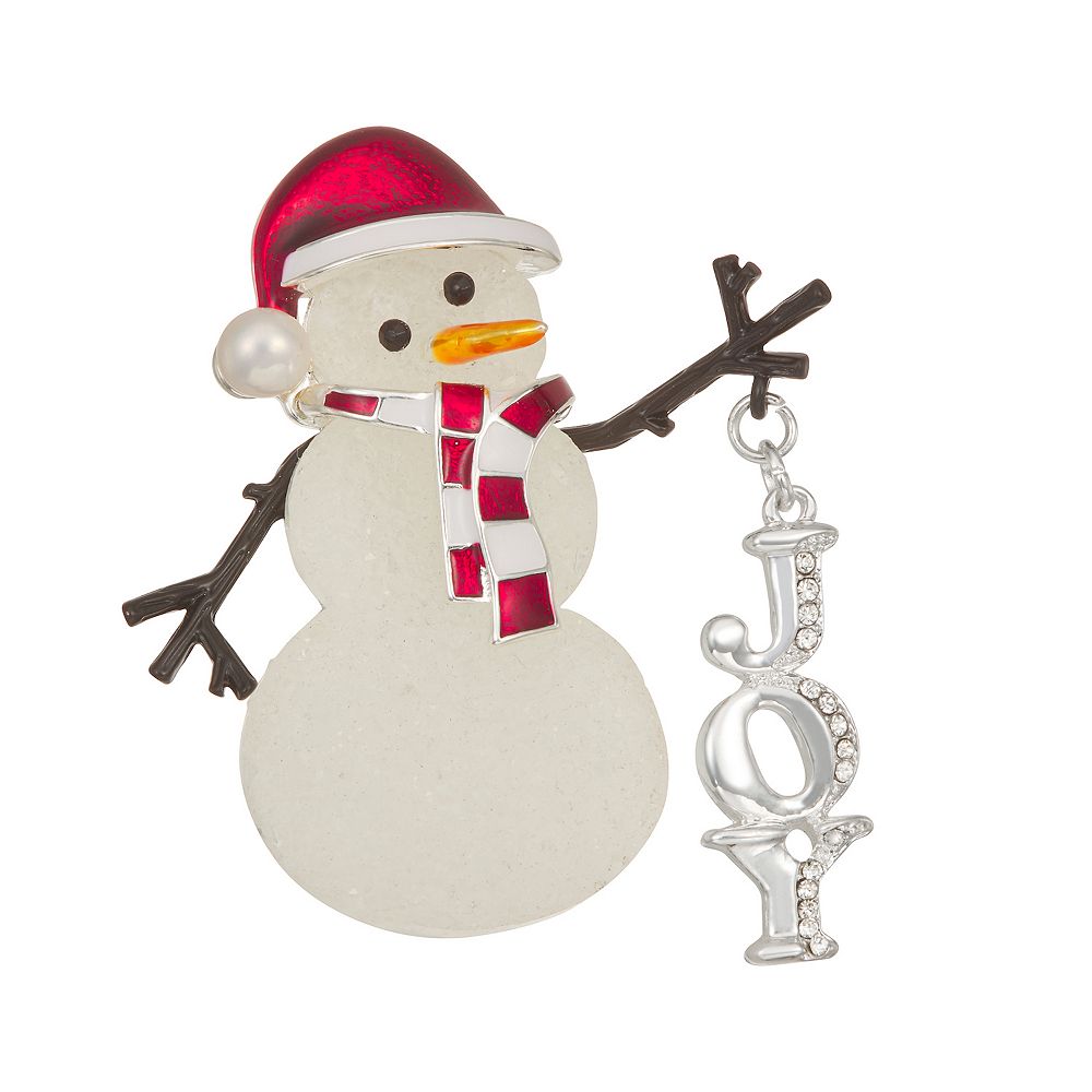 Napier Silver Tone Holiday Snowman Joy Pin