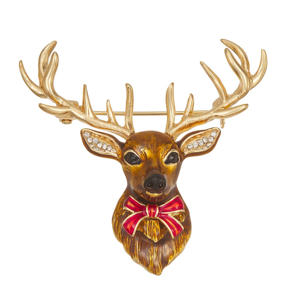 Napier Gold Tone Holiday Moose Pin
