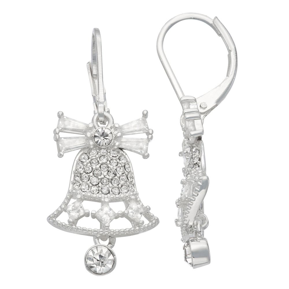 Napier Silver Tone Cubic Zirconia & Crystal Shaky Bell Drop Earrings