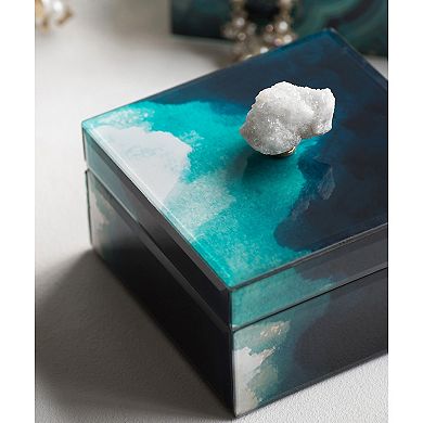 8.25" Green and Black Contemporary Style Marbled Finish Box