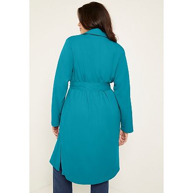 June + Vie Women's Plus Size Lightweight Duster Jacket