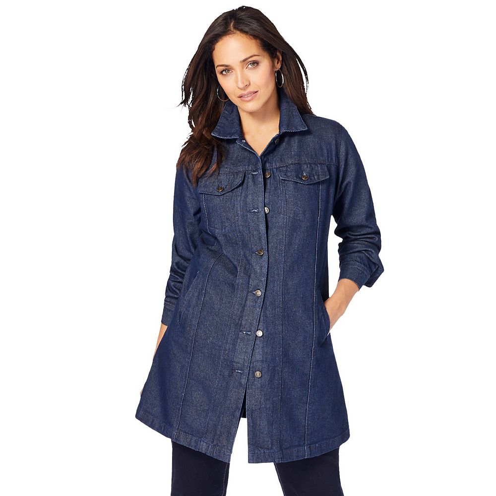 Jessica London Women's Plus Size Long Denim Jacket
