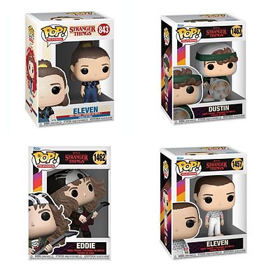 Funko Pop! 4 Pack Stranger Things: Eleven, Guitar Eddie, Shield Dustin ...