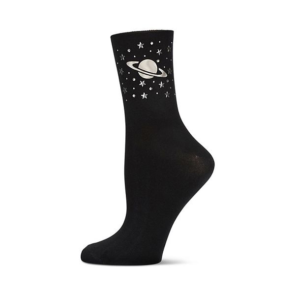 Women's Outer Space Star Stud Crew Socks