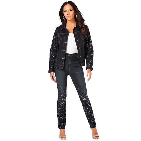 Roaman's Women's Plus Size Statement Denim Jacket