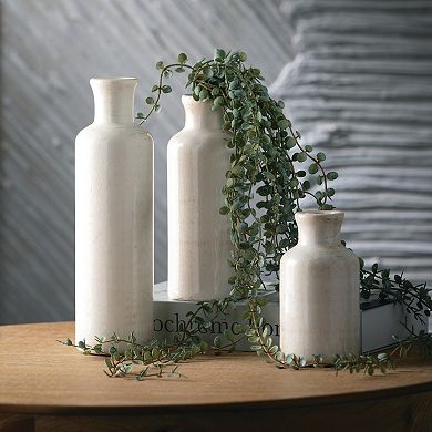 Sullivan's Weathered Neutral Bottle Vases Table Decor 3 pc Set