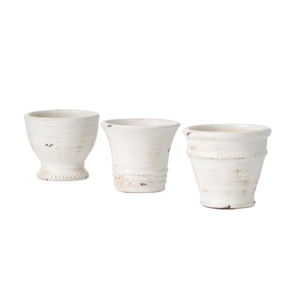 Sullivan's Weathered Glazed Ceramic Pots Table Decor 3 pc Set