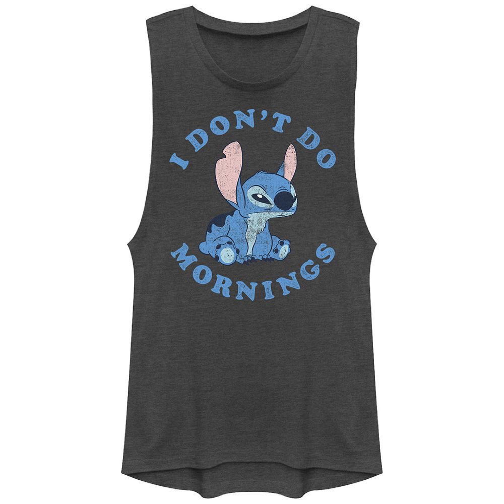 Disney's Lilo & Stitch I Don't Do Mornings Stitch Juniors' Graphic Tank Top