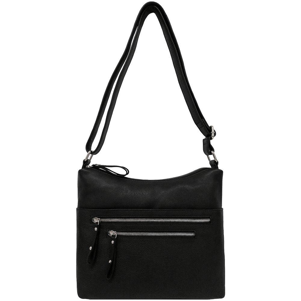 GAL Granada Leather Multi-Compartment Double Entry Hobo Handbag