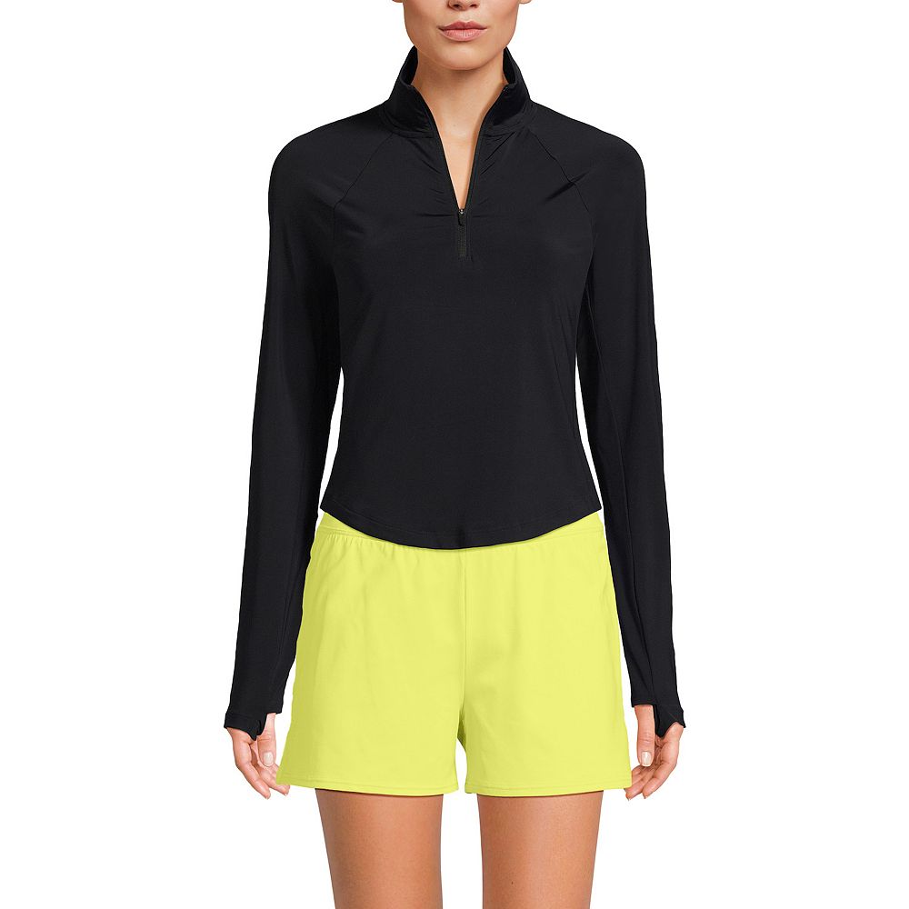 Women's Lands' End Cooling Quarter Zip Raglan Long Sleeve Rash Guard