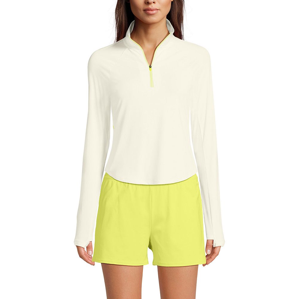Women's Lands' End Cooling Quarter Zip Raglan Long Sleeve Rash Guard