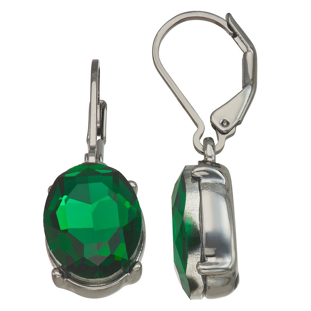 Simply Vera Vera Wang Jet Green Stone Oval Drop Earrings