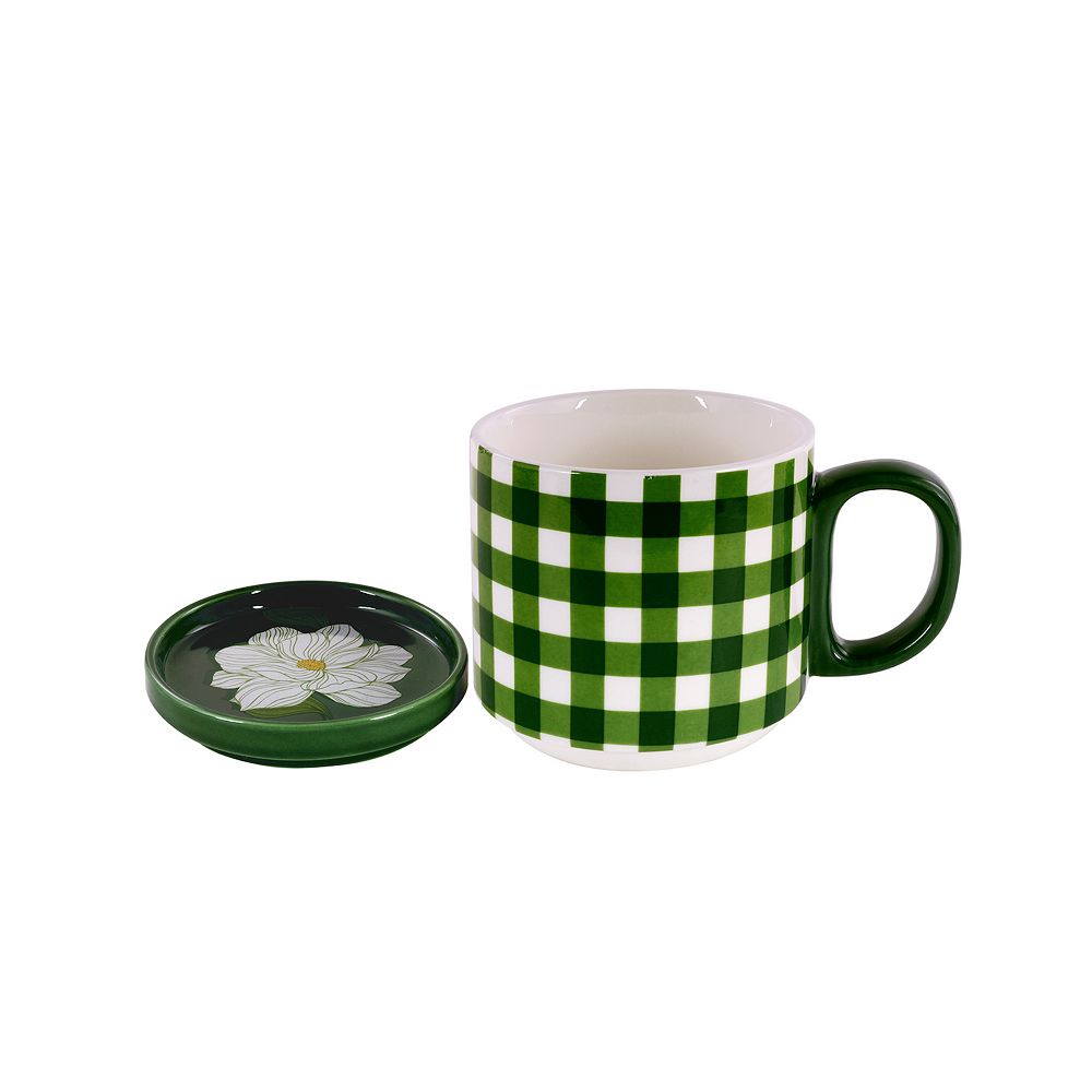 Draper James Ceramic Mug With Coaster Lid - Eden Gingham