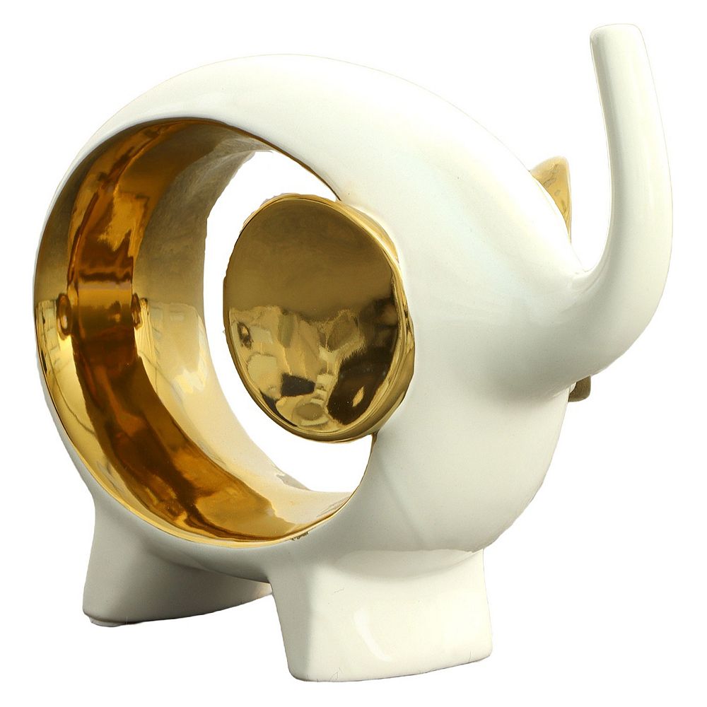 Afd Home White And Gold Elephant