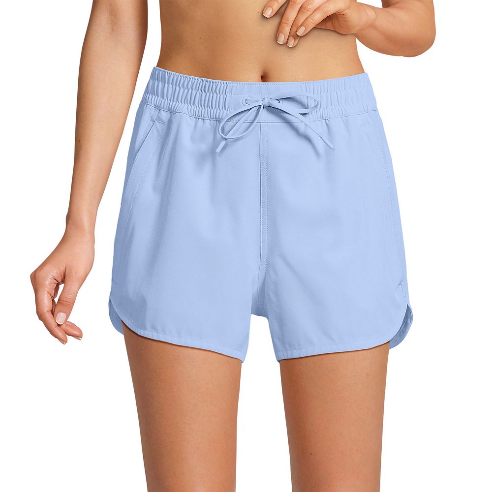 Women's Lands' End Woven Packable Dolphin Hem Swim Cover-Up Shorts