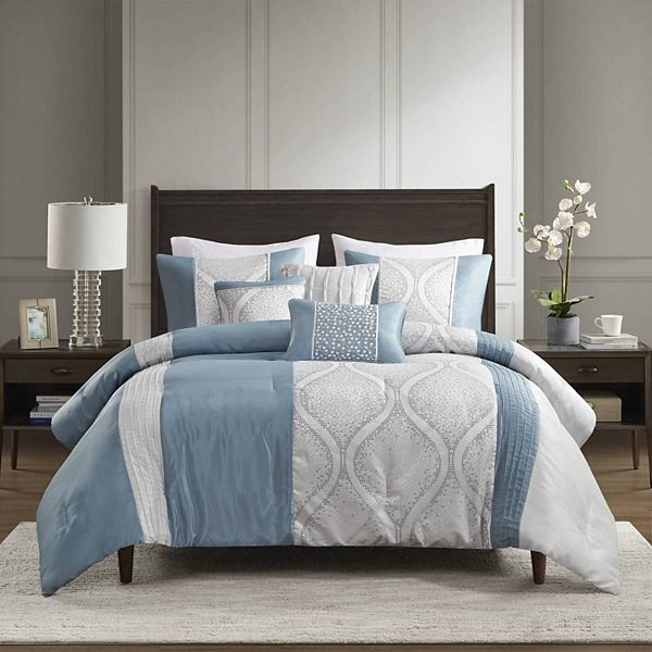 Madison Park Monroe 6-Piece Jacquard Comforter Set with Throw Pillows