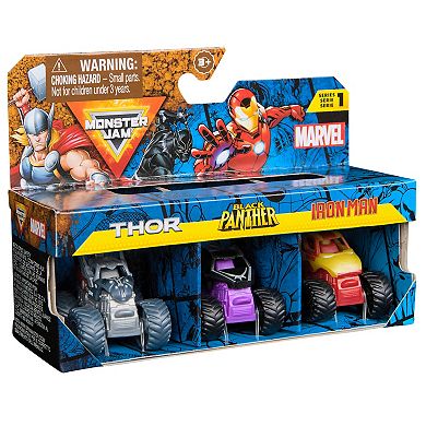 Monster Jam Marvel Mini Monster Truck 3-Pack 1:87 Scale Thor, Black ...