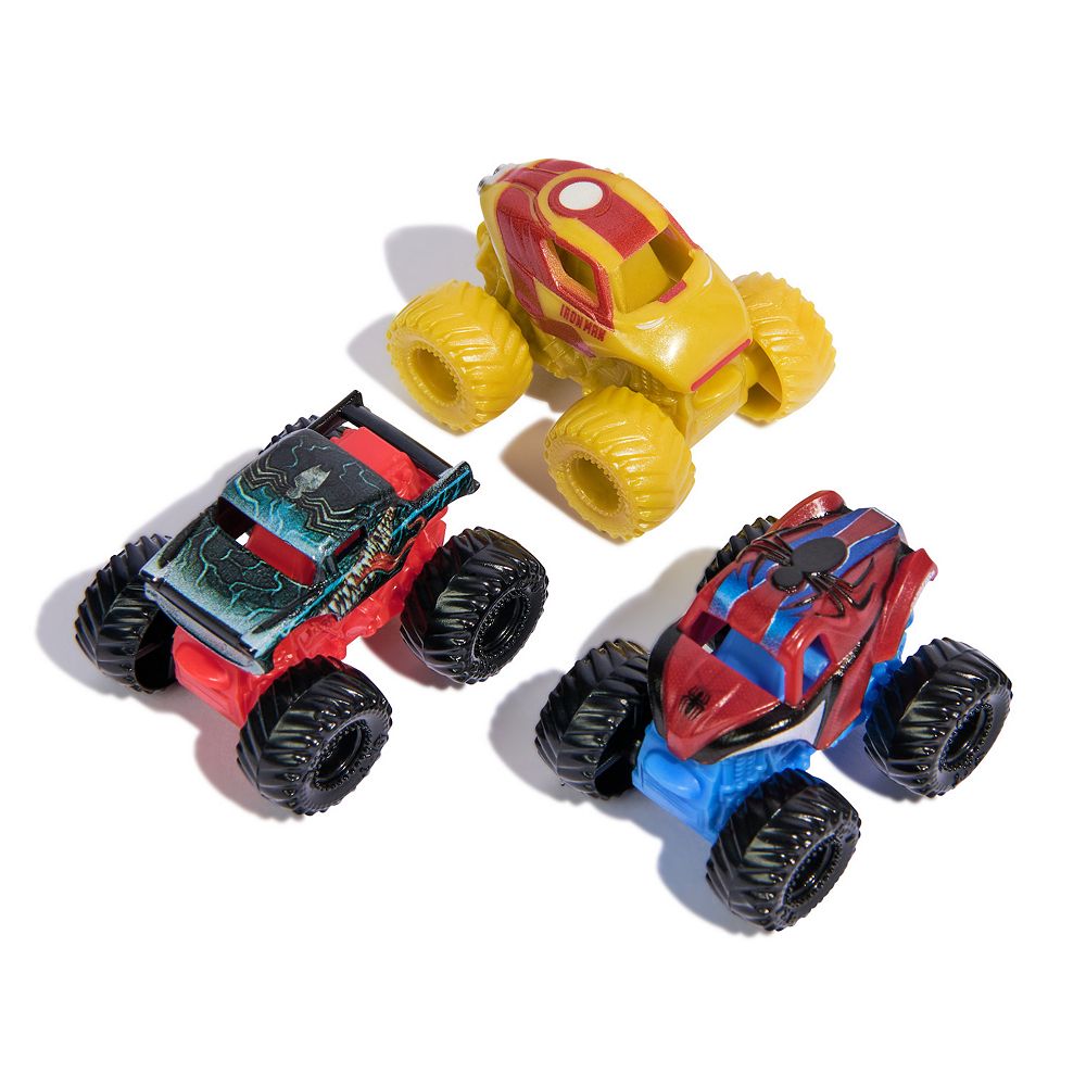 Monster Jam Marvel Spider Man, Iron Man & Venom Mini Truck 3-Pack Set