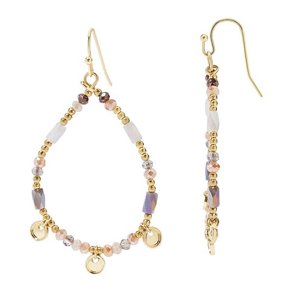 LC Lauren Conrad Bead & Small Discs Teardrop Earrings