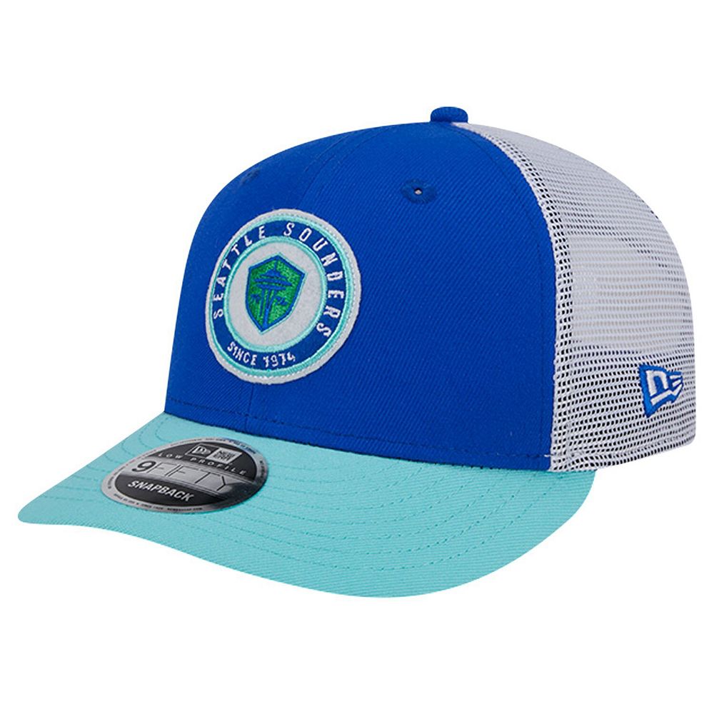 Men's New Era Blue Seattle Sounders FC Throwback Trucker Low Profile ...