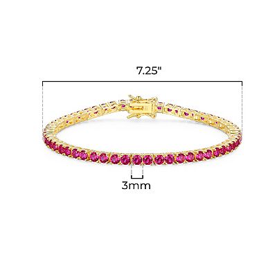 18k Gold over Silver Birthstone Tennis Bracelet