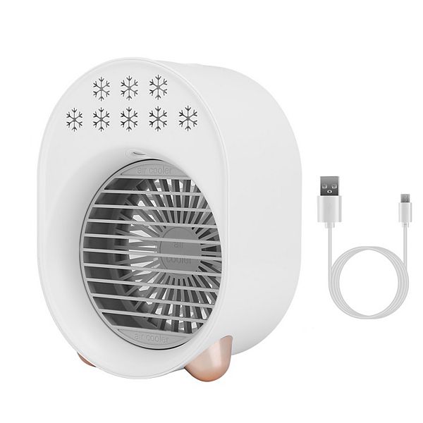 White, 4 In 1 Portable Mini Air Conditioner Fan With Water Mist Cooling