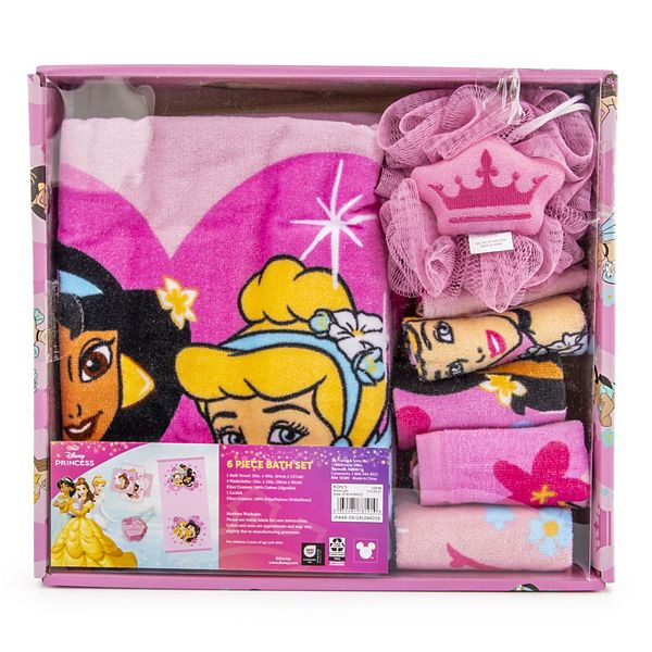 Disney Princess Belle, Cinderella, Jasmine, and Rapunzel 6-Piece Bath Set