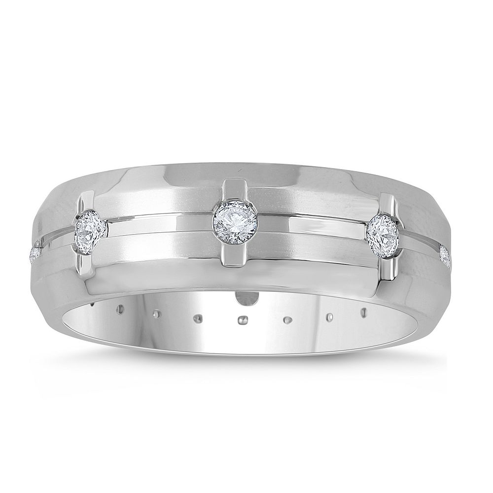 Galaxie Solaire 10k White Gold 1/2 Carat T.W. Lab-Grown Diamond Men's ...