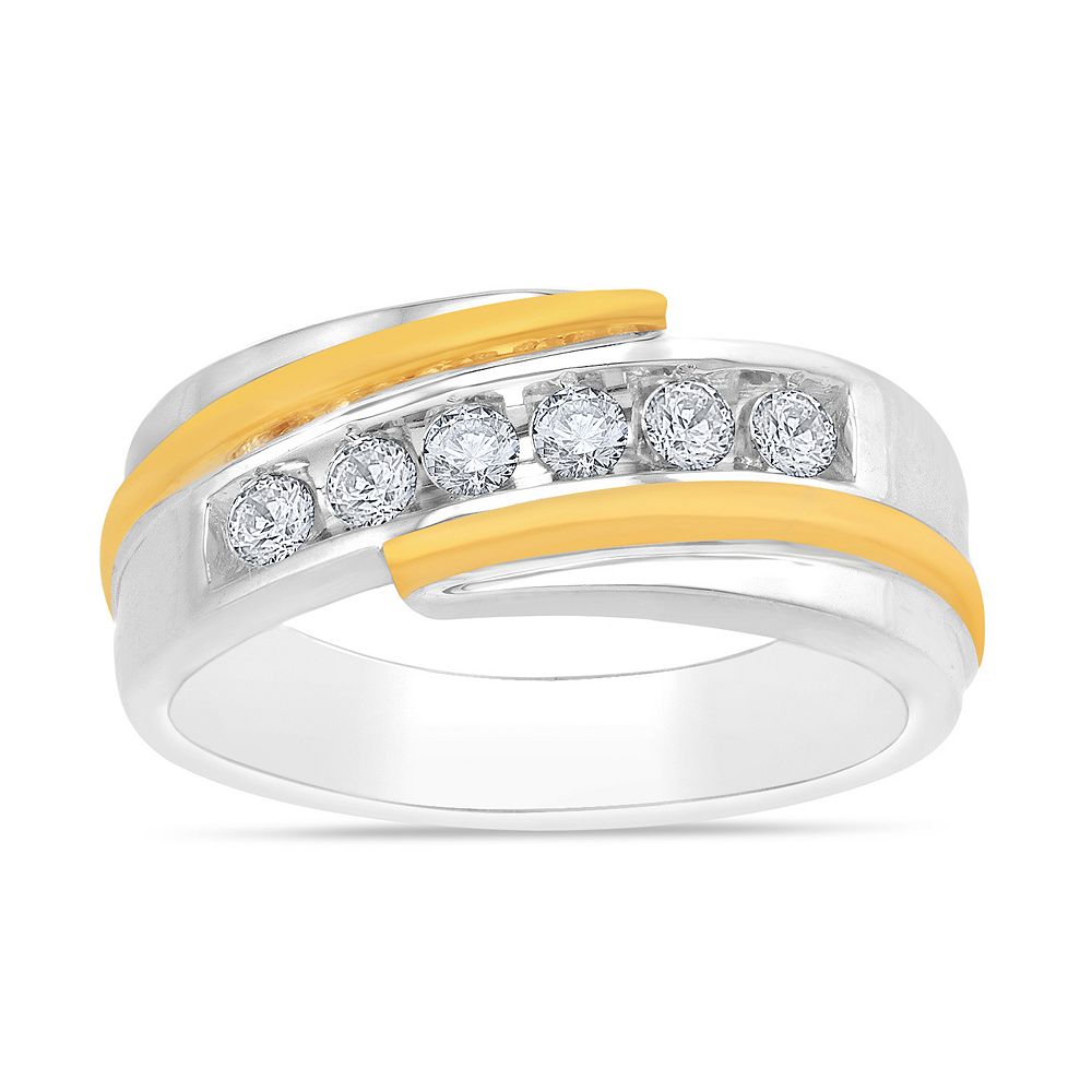 Galaxie Solaire 10k Gold Two Tone 1/2 Carat T.W. Lab-Grown Diamond Men ...